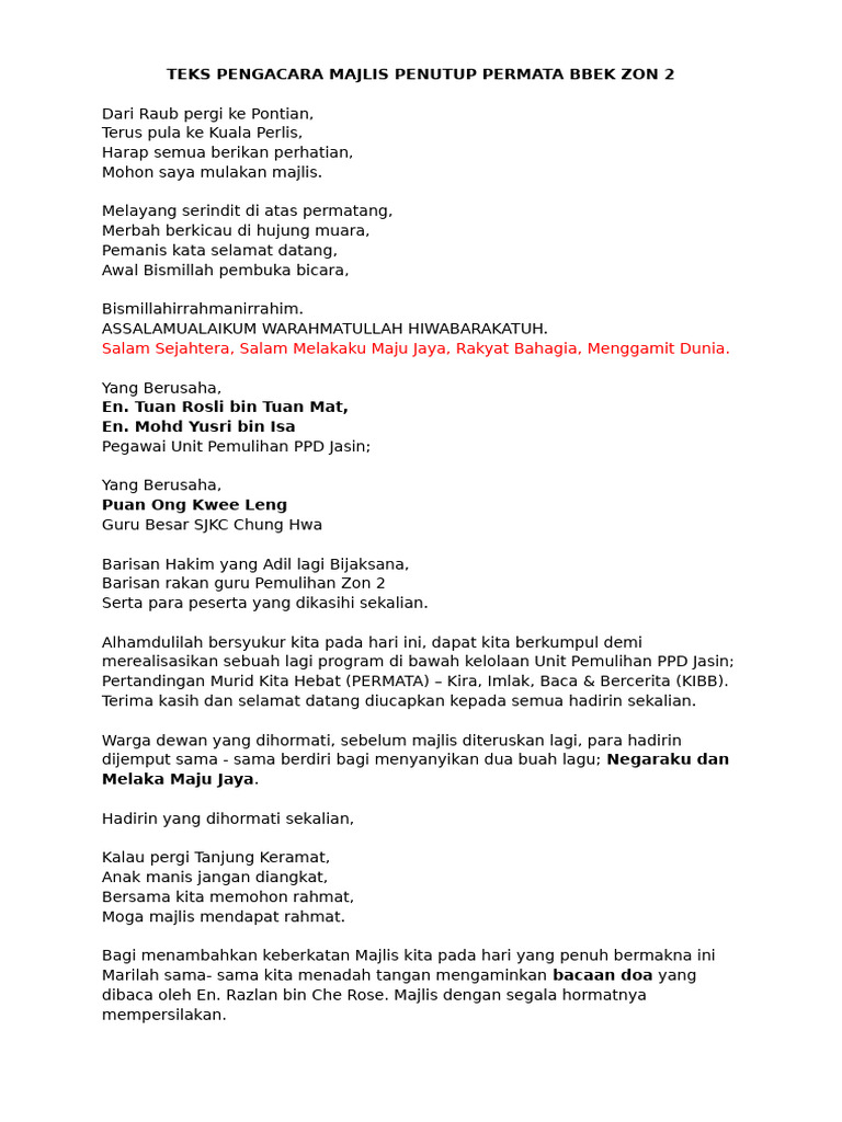 Teks emcee KIBB | PDF