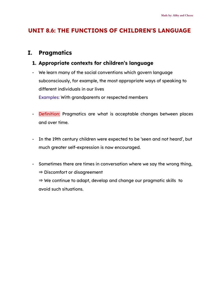 The Functions of Children's Language | PDF
