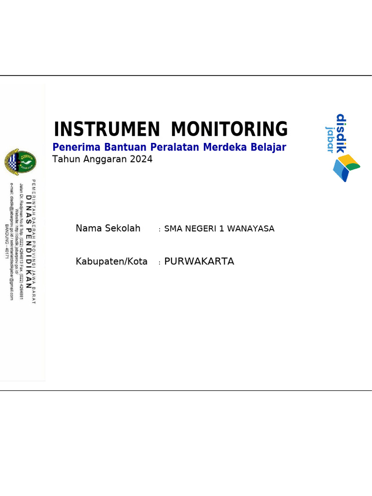 Instrumen Monev Peralatan Digital Merdeka Belajar - SMAN1WANAYASA | PDF