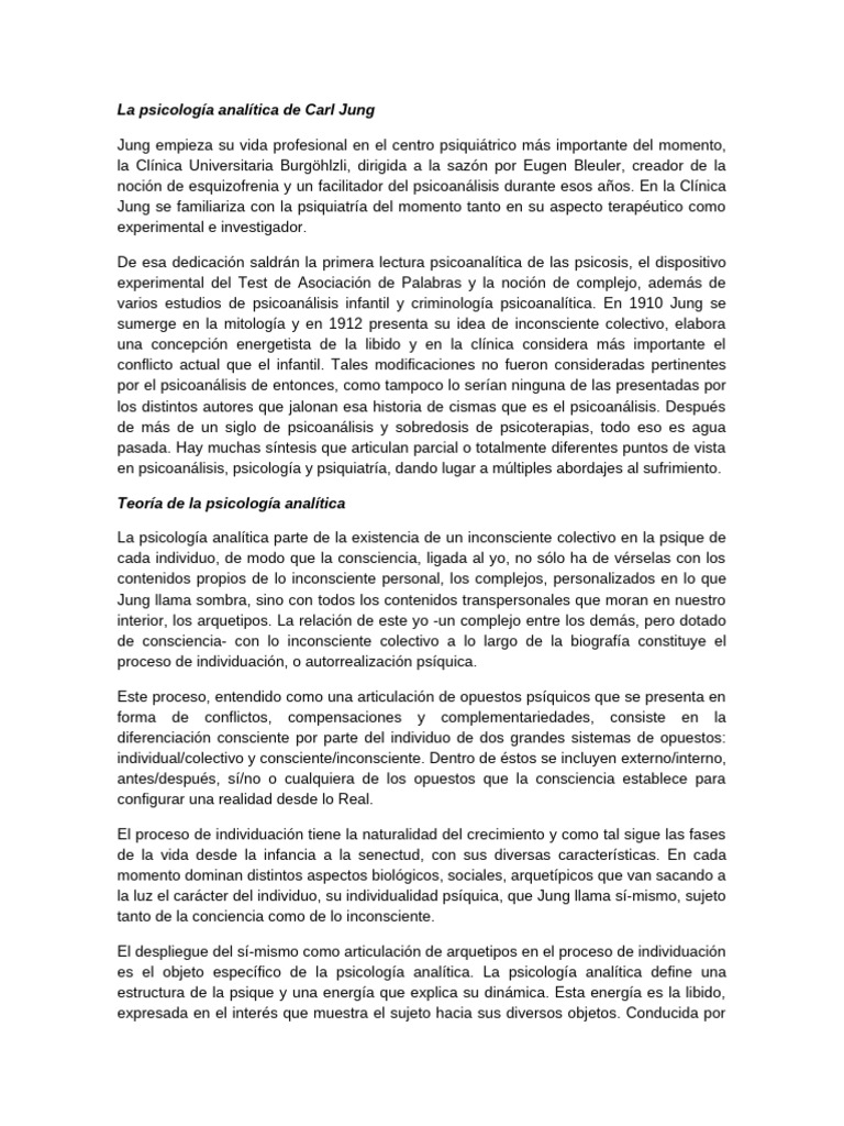 La Psicología Analítica de Carl Jung | PDF | Psicologia analitica ...