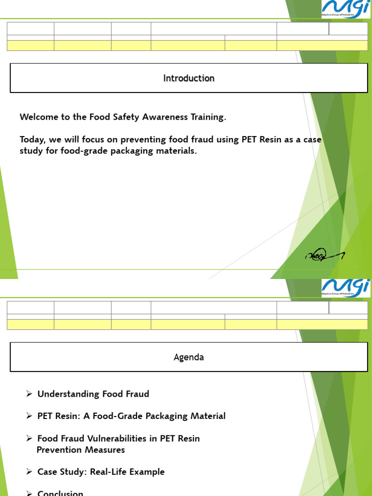 Food Safety Awareness & Food Fraud Training | PDF