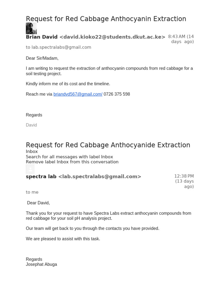 Request For Red Cabbage Anthocyanin Extraction | PDF | Technology ...