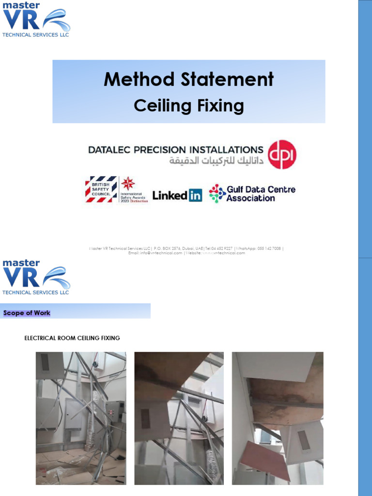 Method Statement- Ceiling Fixing | PDF