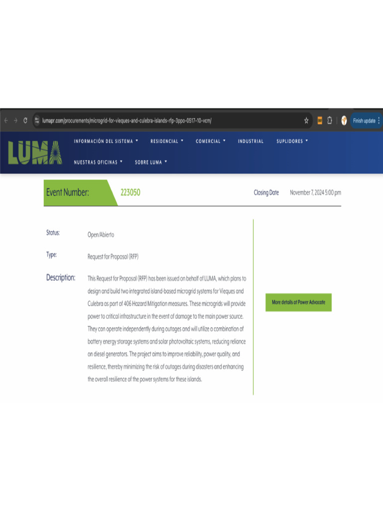 Luma RFP Vieques - Culebra Microgrid | PDF