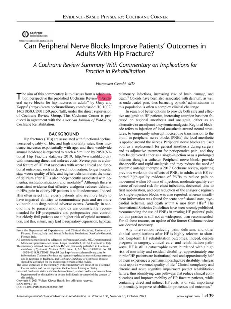 2021 A Cochrane Review Summary With Commentary On Implications For | PDF