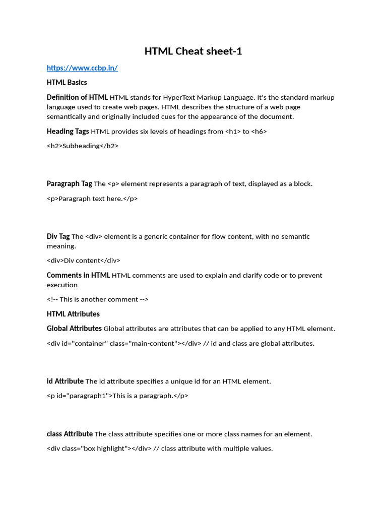 Html Cheat Sheet 123102 Pdf