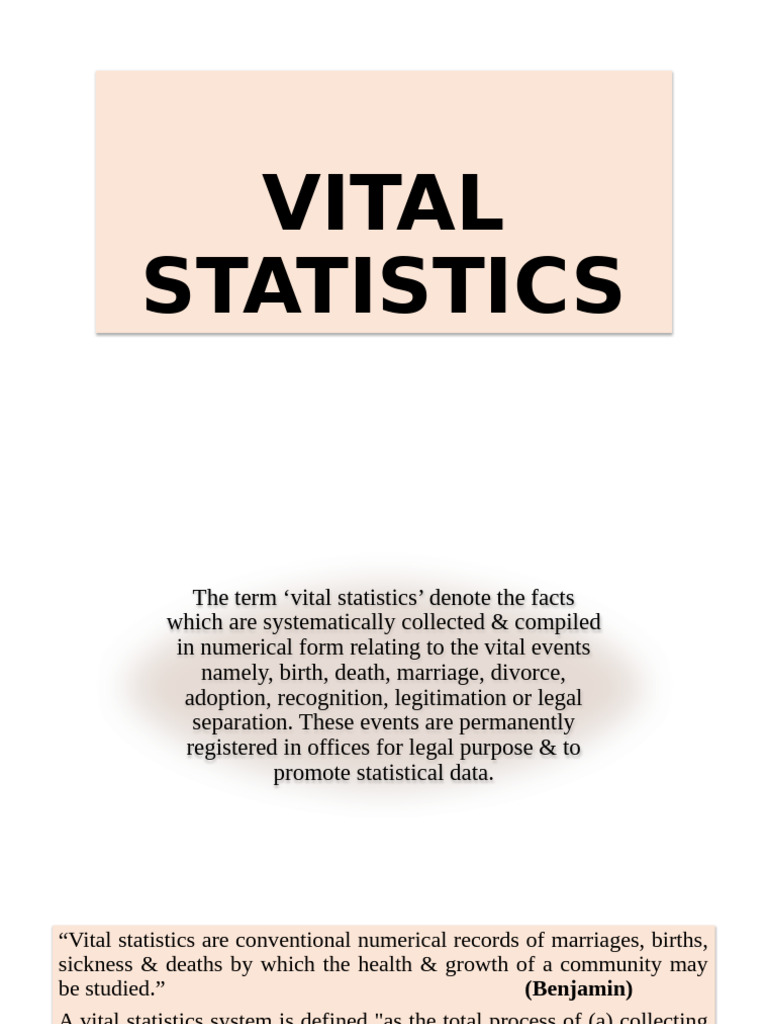 Chapter 23 Vital Statistics | PDF
