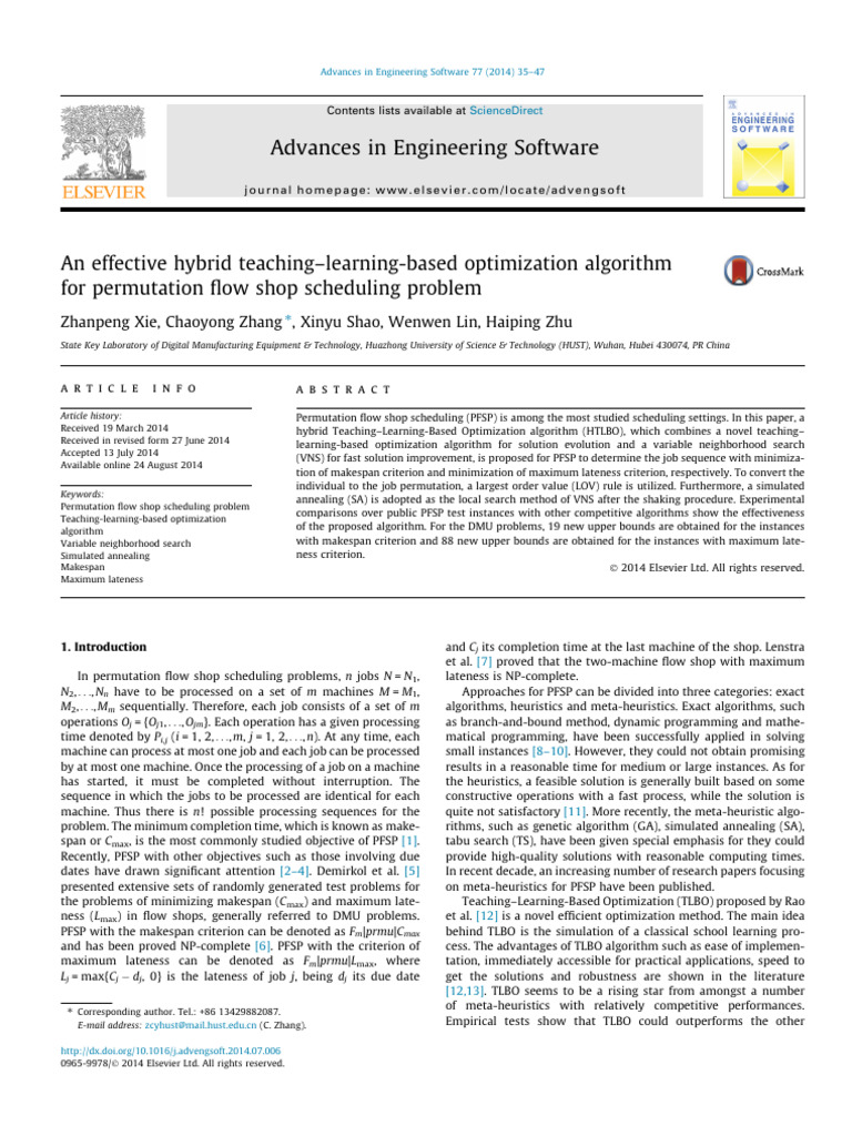Xie Et Al. - 2014 - An Effective Hybrid Teaching-Learning-Based ... Xie Et Al. - 2014 - An Effective Hybrid Teaching-Learning-Based ...