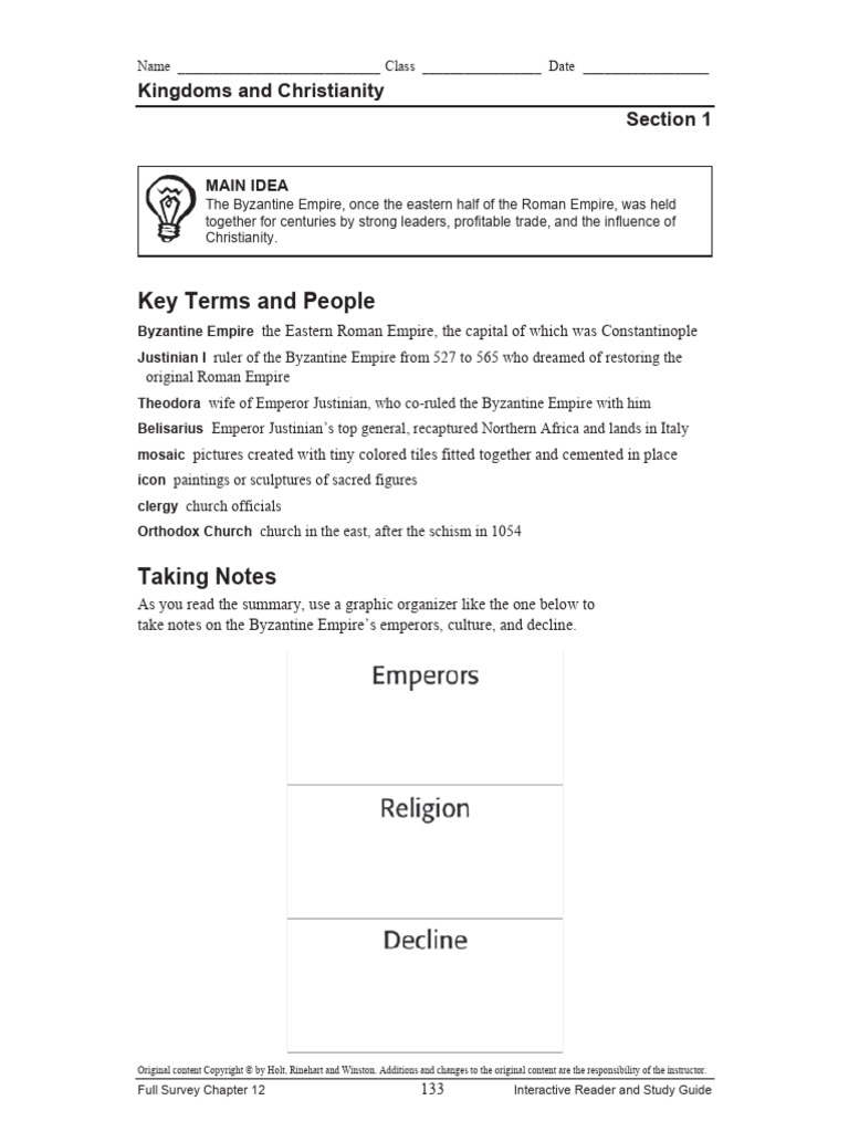 Key Terms and People: Kingdoms and Christianity Section 1 | PDF