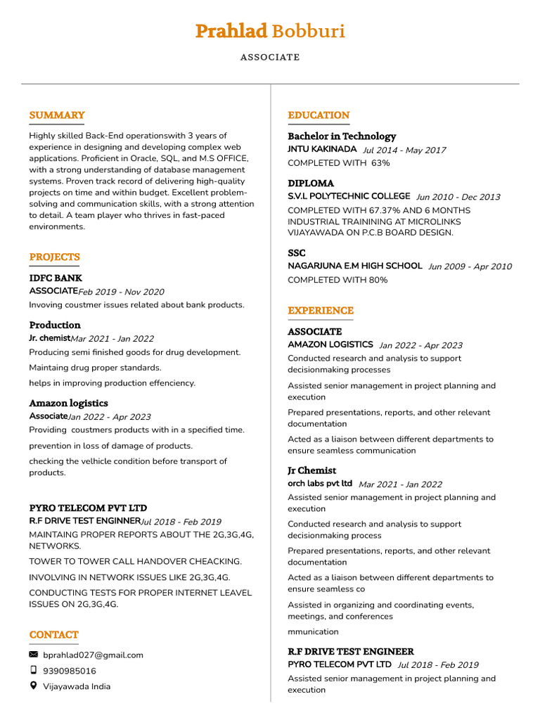Prahlad Orginal Resume | PDF