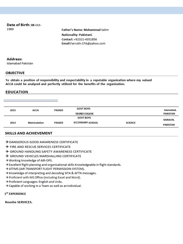 Farrukh Saleem Resume | PDF | Air Traffic Control | Airport