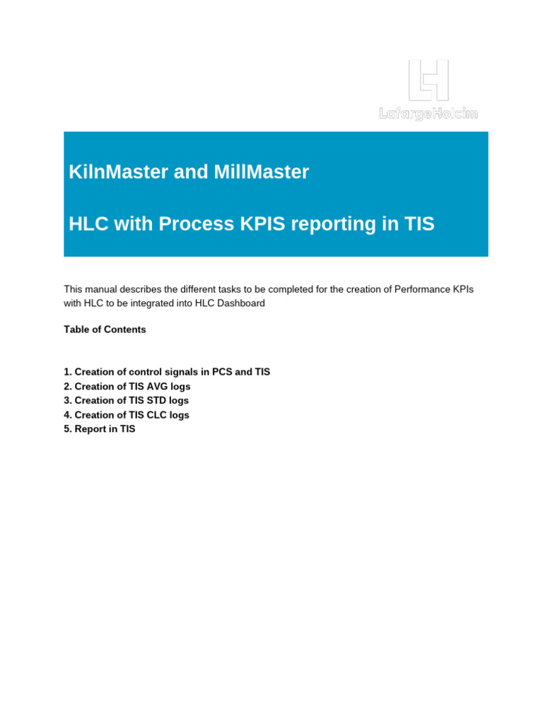 HLC Process Performance KPIs Reporting in TIS | PDF