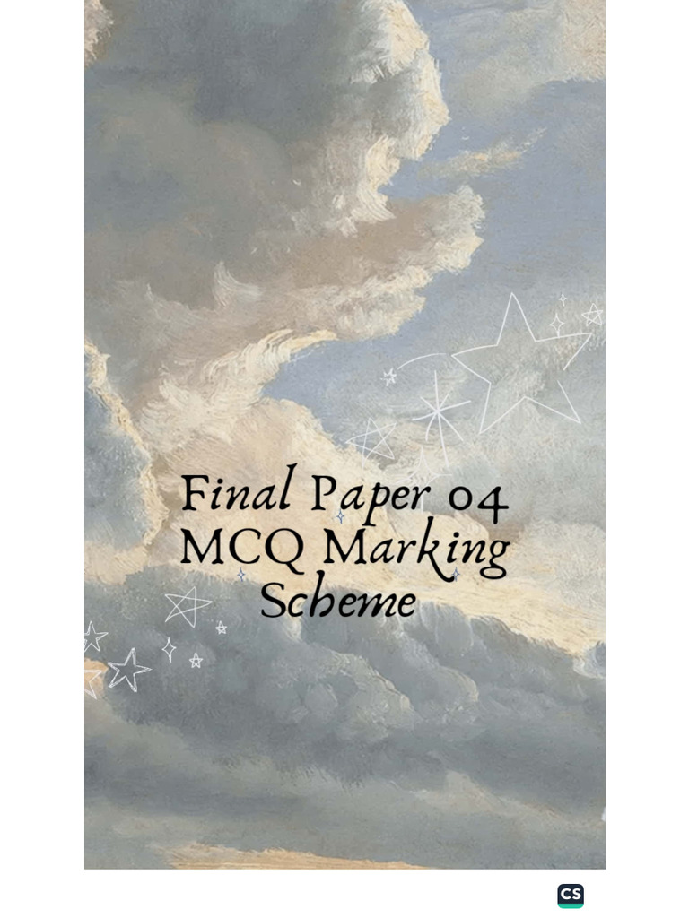 Final Paper 04 MCQ Marking | PDF