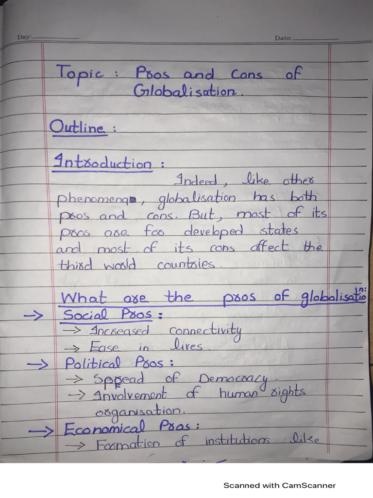 Globalisation Outline Test | PDF