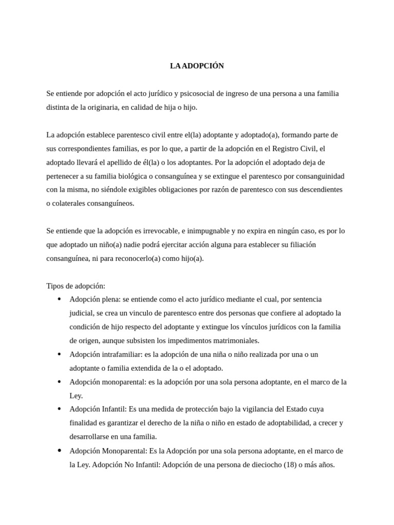 La Adopción Pdf