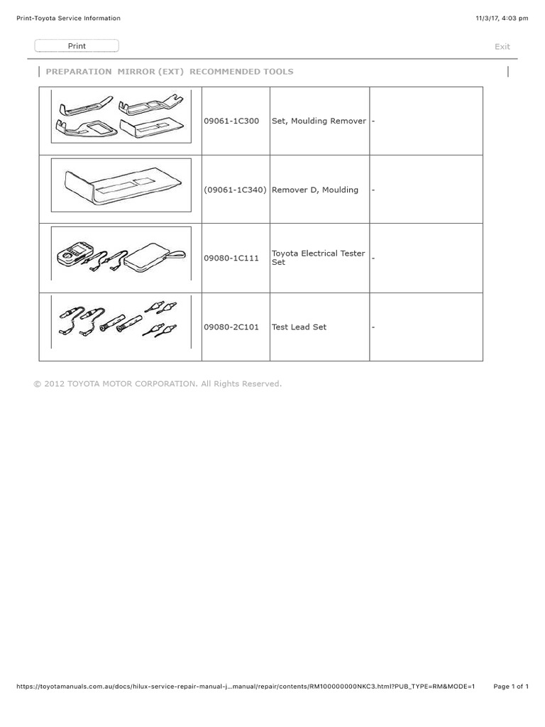 Mirror (Ext) Recommended Tools | PDF