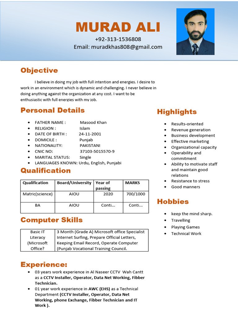 Murad Ali CV | PDF