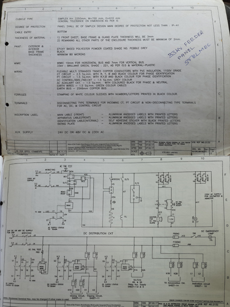 33kV Feeder Protection Panel Design | PDF | Electrical Wiring ...