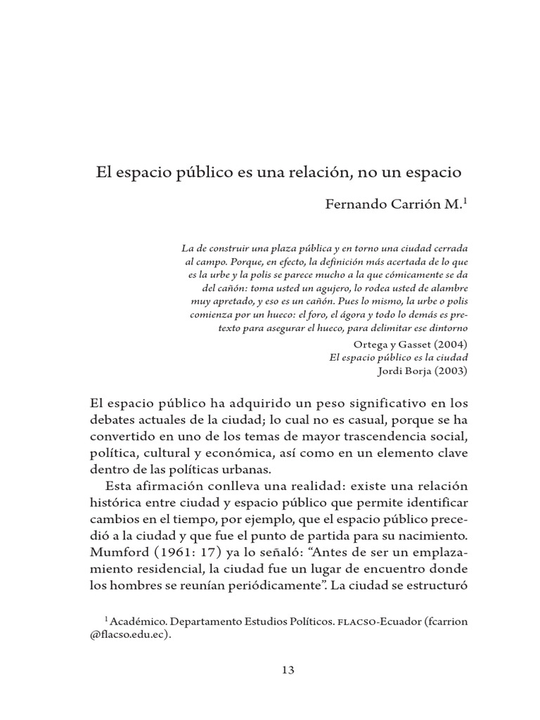 El Espacio Publico Es Una Relacion No Un Espacio (2) 2 | PDF