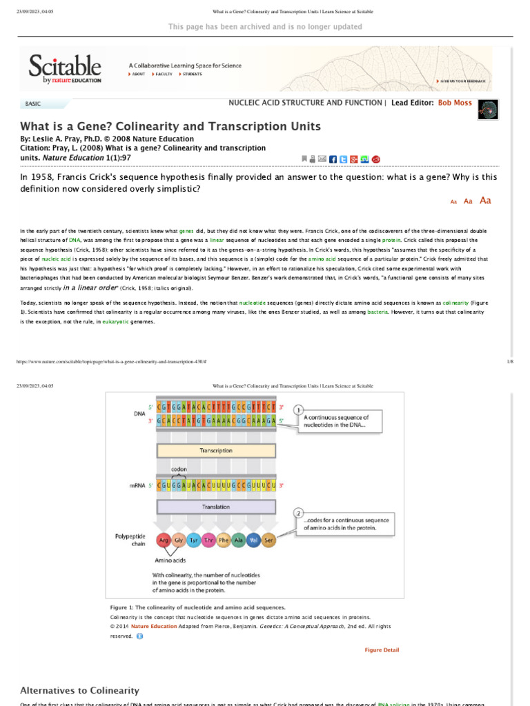 What Is A Gene - Colinearity and Transcription Units - Learn Science at Scitable | PDF