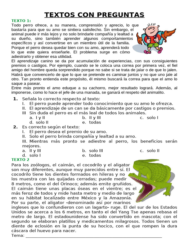 Textos Con Preguntas para Sexto Grado de Primaria | PDF