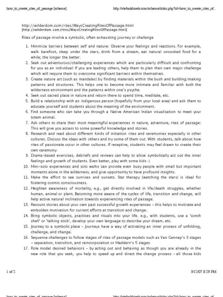 How - To - Create - Rites - of - Passage (Schema) | PDF | Schema ...
