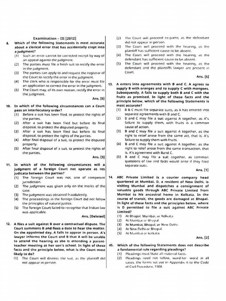 Aibe 3 To 18 CPC Questions | PDF