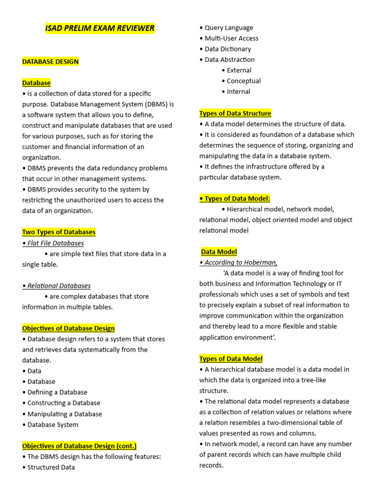 Isad Prelim Exam Reviewer | PDF