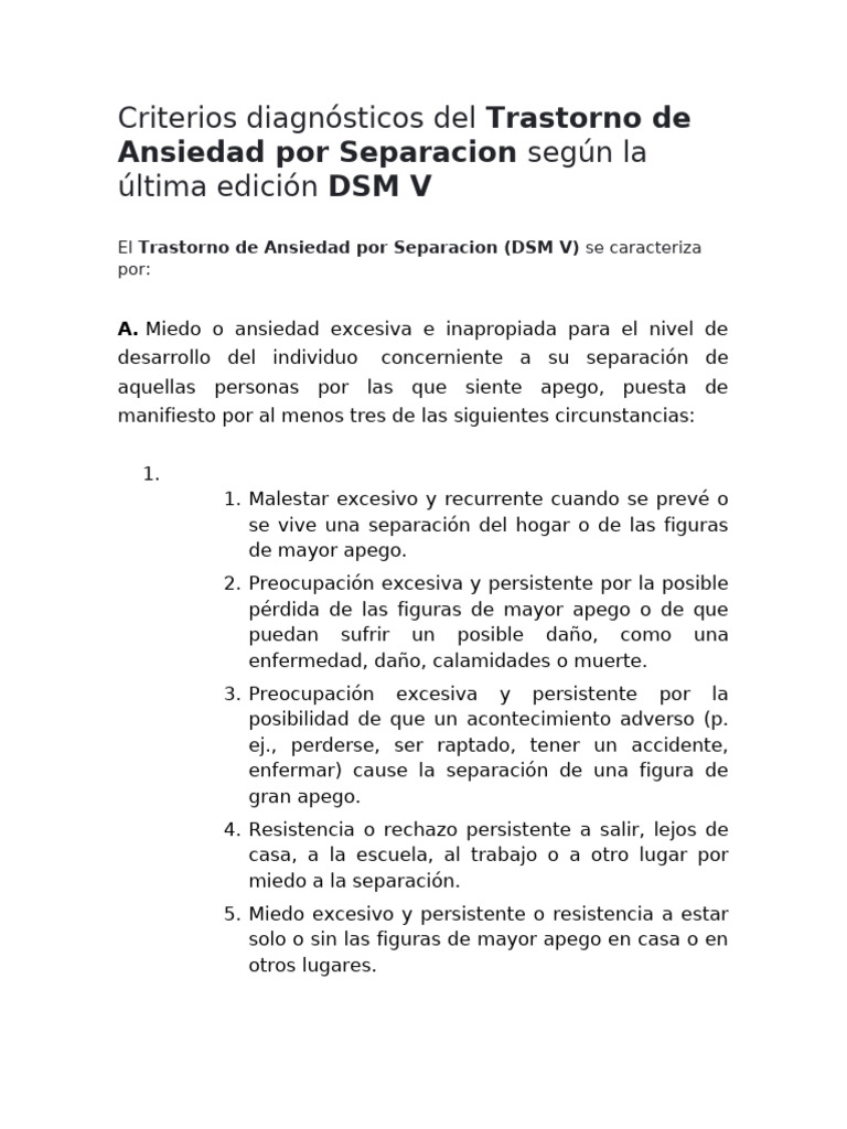 Criterios Dsm V Para Trastorno De Ansiedad Pdf Ansiedad Trastorno