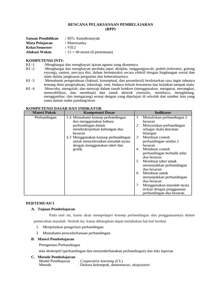 RPP Perbandingan Fix | PDF