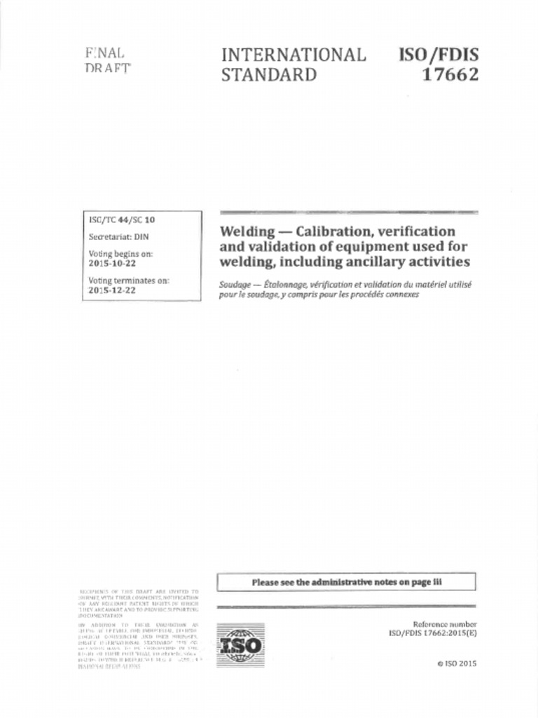 ISO 17662 Validation Welding Machines | PDF