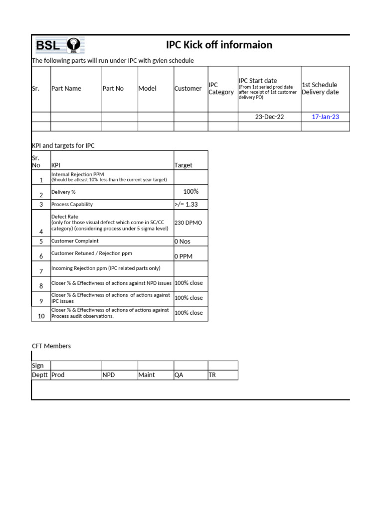 Engg-F-43 Ipc Kick Off Information | PDF