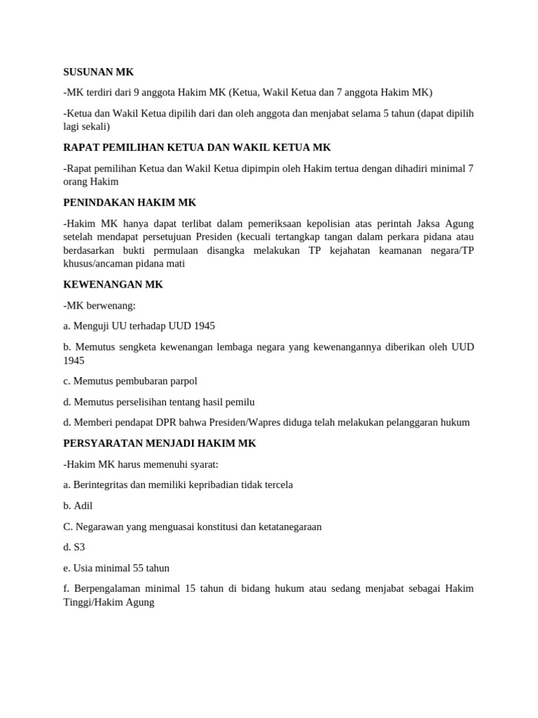 Ringkasan UU MK | PDF