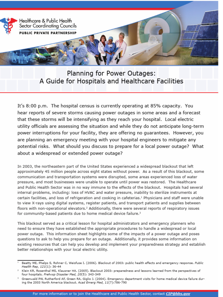Back Up Plans Healthcare-Energy | PDF