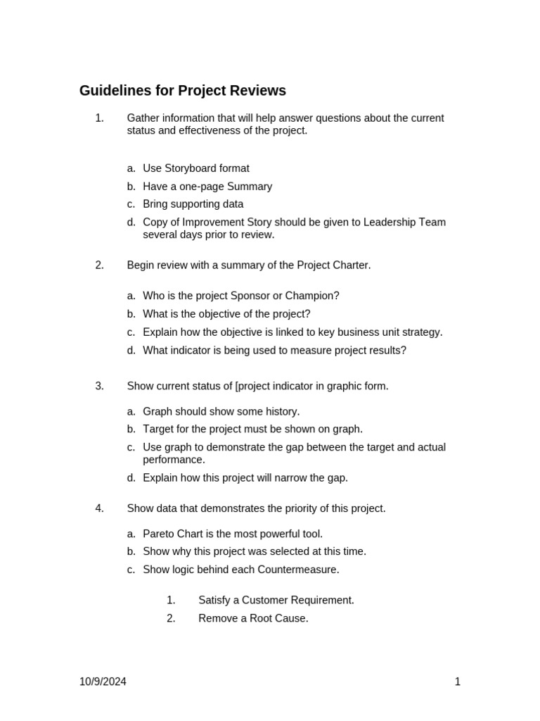 Project Review Guidelines and Best Practices | PDF | Business
