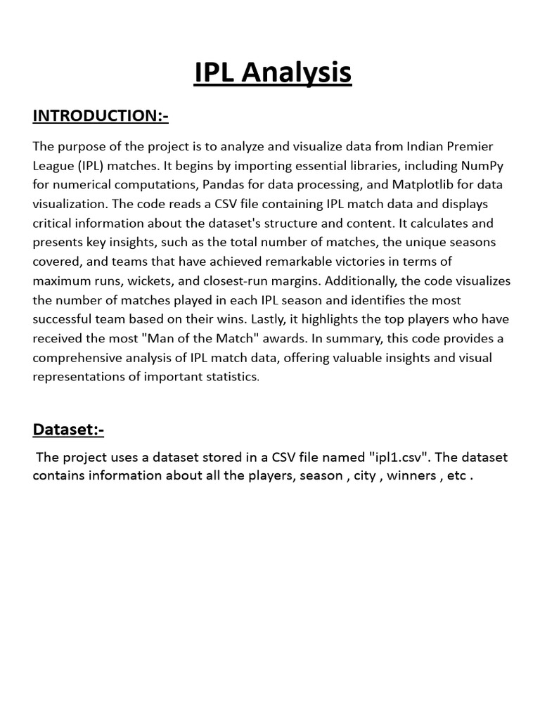 IPL Analysis | PDF