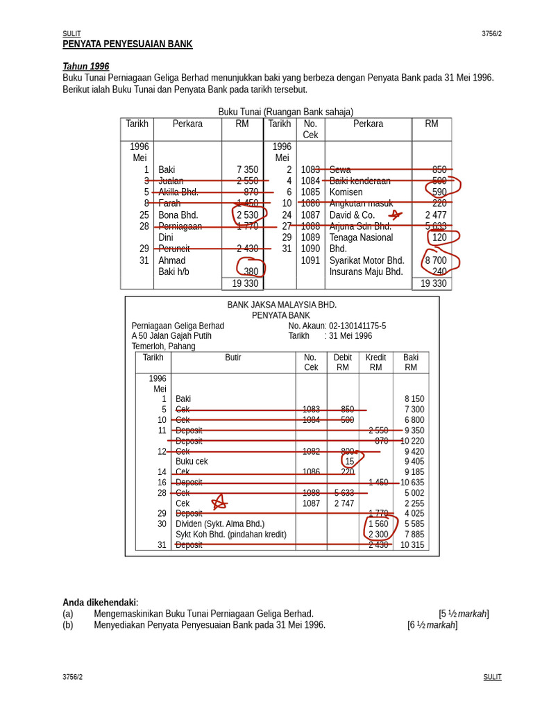 Soalan Penyata Penyesuaian Bank | PDF