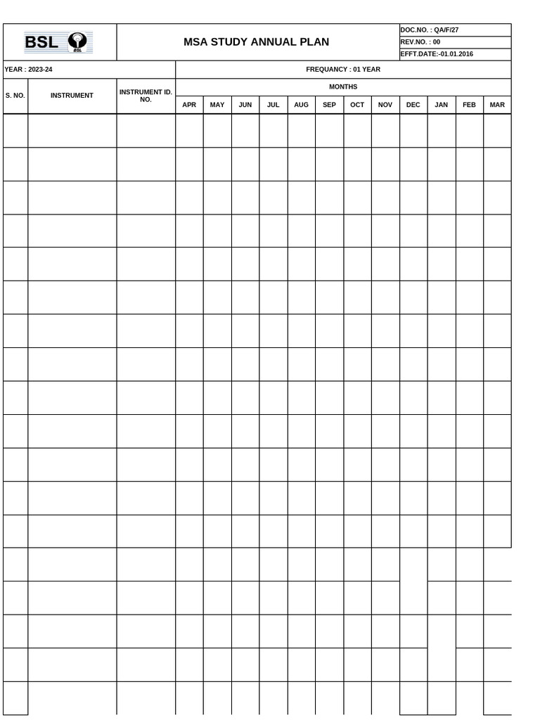 Qa-F-27 Msa Plan-2023-24 | PDF