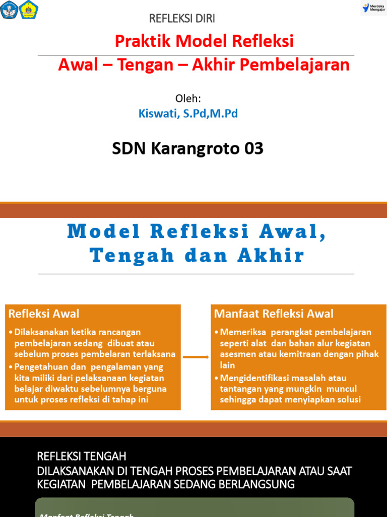 Refleksi Diri (Praktik Model Refleksi Awal-Tengah-Akhir Pembelajaran ...