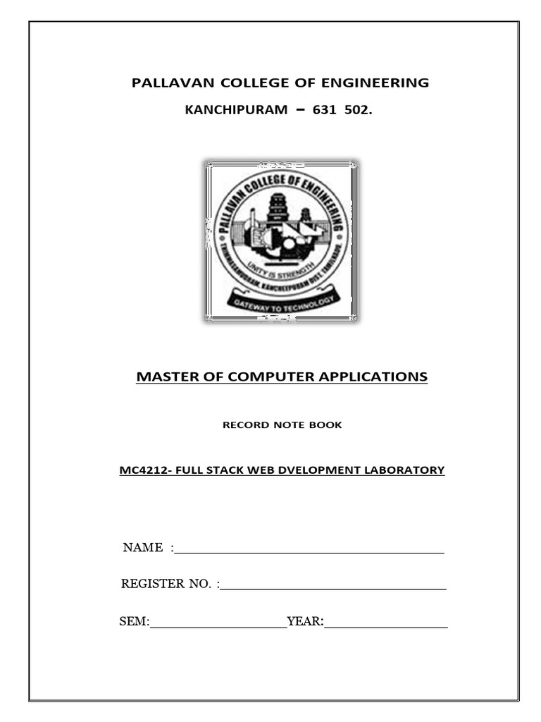 Full Stack Webdevelopment Record Pdf