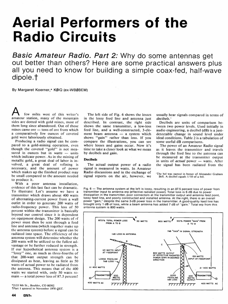 Arrl - Qst Magazine - Antenna Performance (1978) Ww | PDF