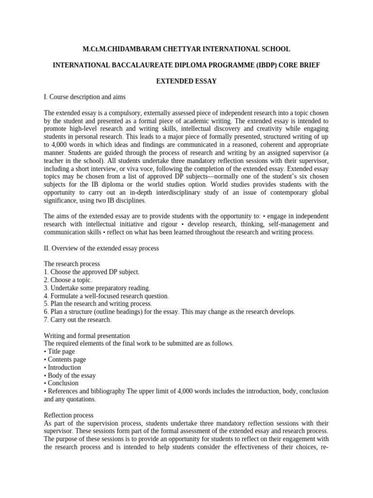 IBDP Extended Essay Brief | PDF