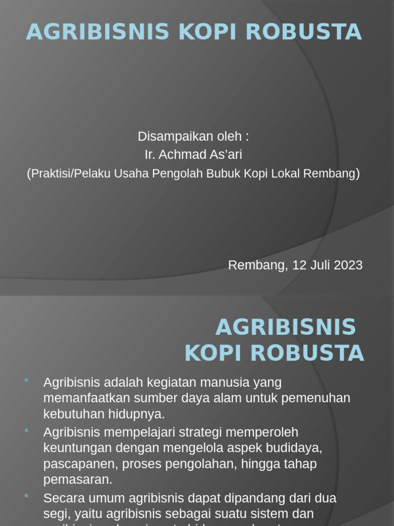 Agribisnis Kopi Robusta | PDF