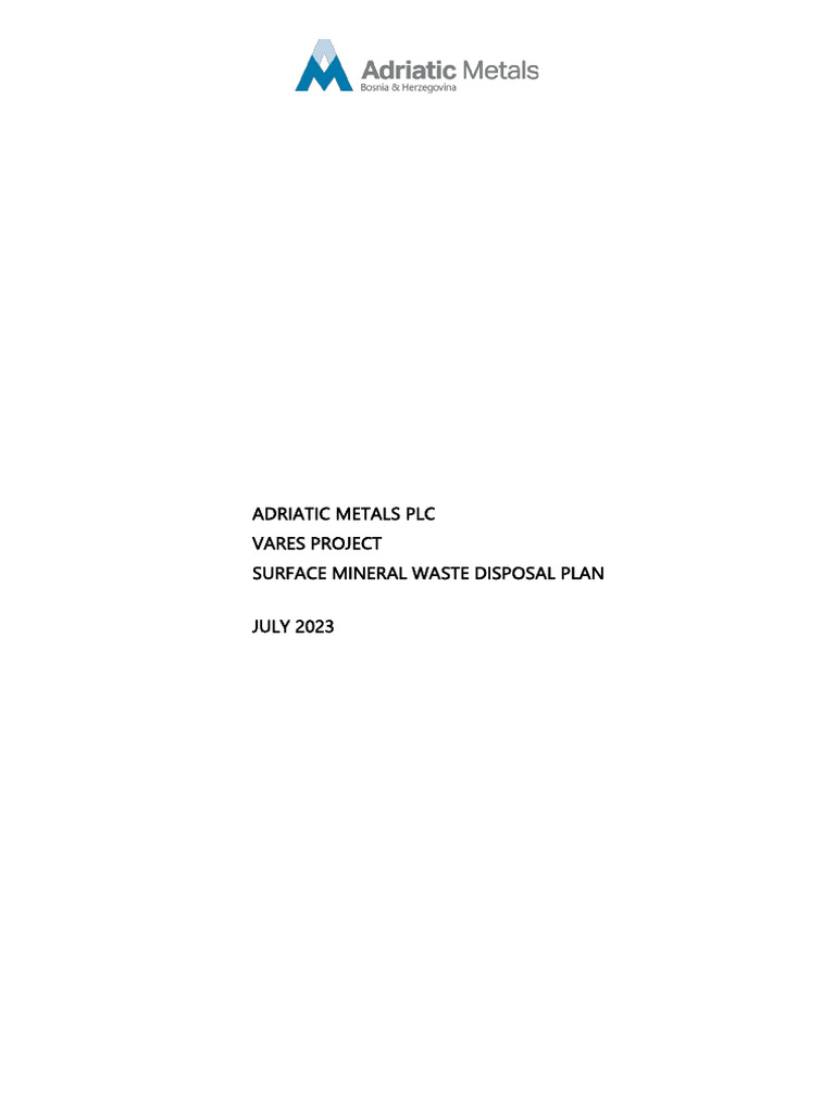 Surface Mineral Waste Disposal Plan | PDF
