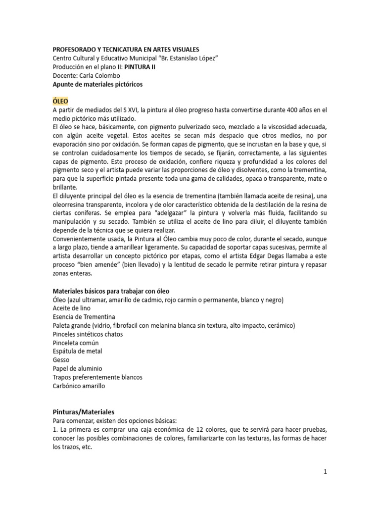 Apunte de Materiales Pintura II | PDF