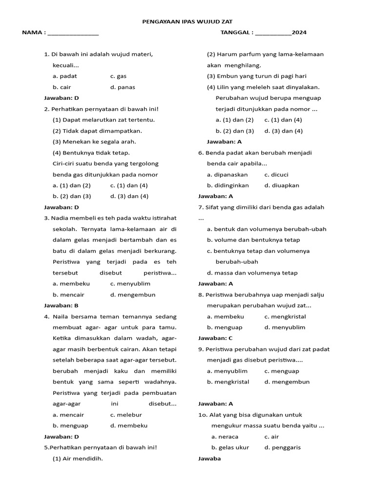 Pembahasan PENGAYAAN IPAS WUJUD ZAT | PDF
