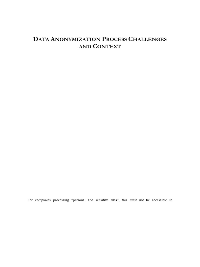 Data Anonymization Process Challenges and Context Missions | PDF ...