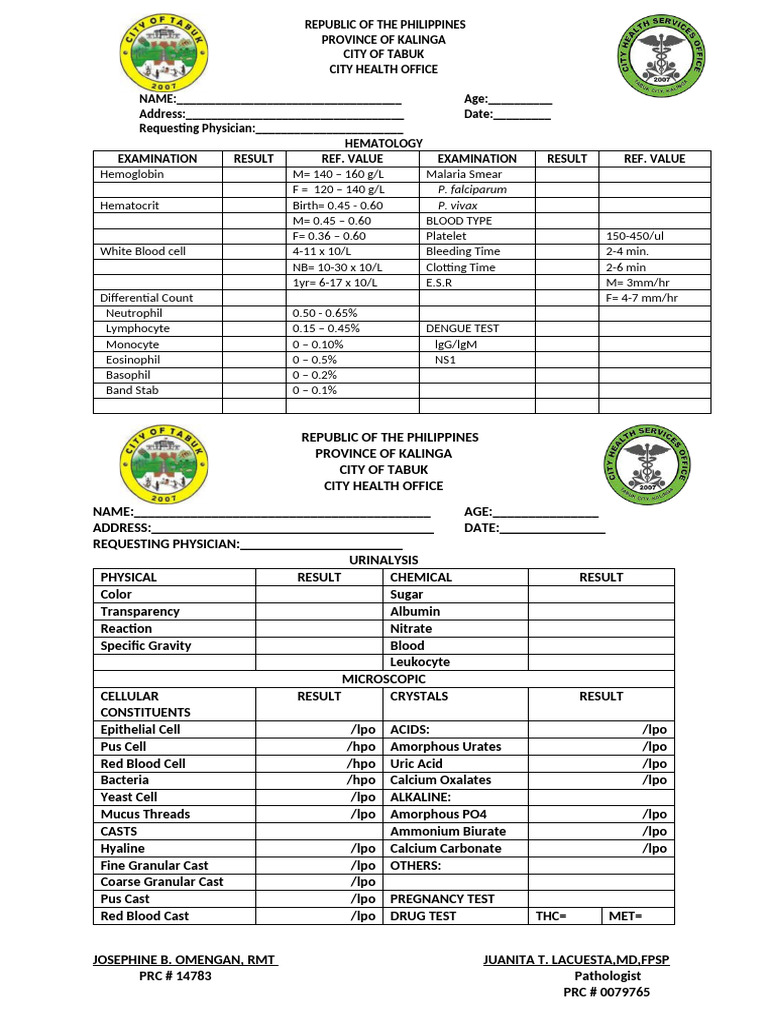 Urinalysis Chem | PDF