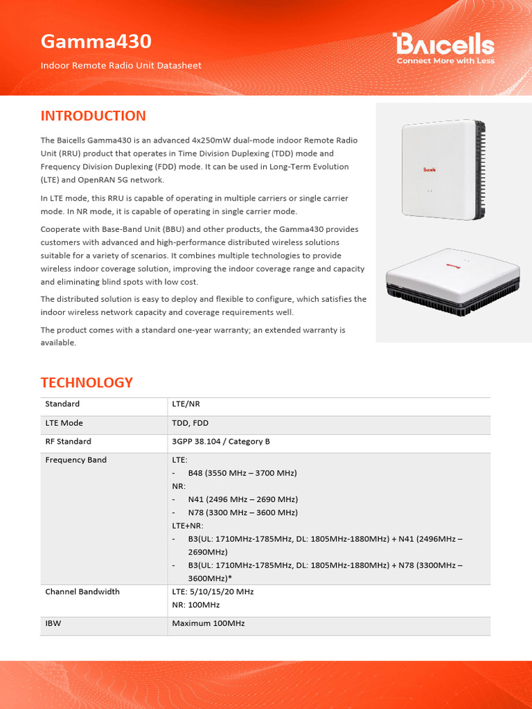 Gamma430 RRU Data Sheet-01 | PDF
