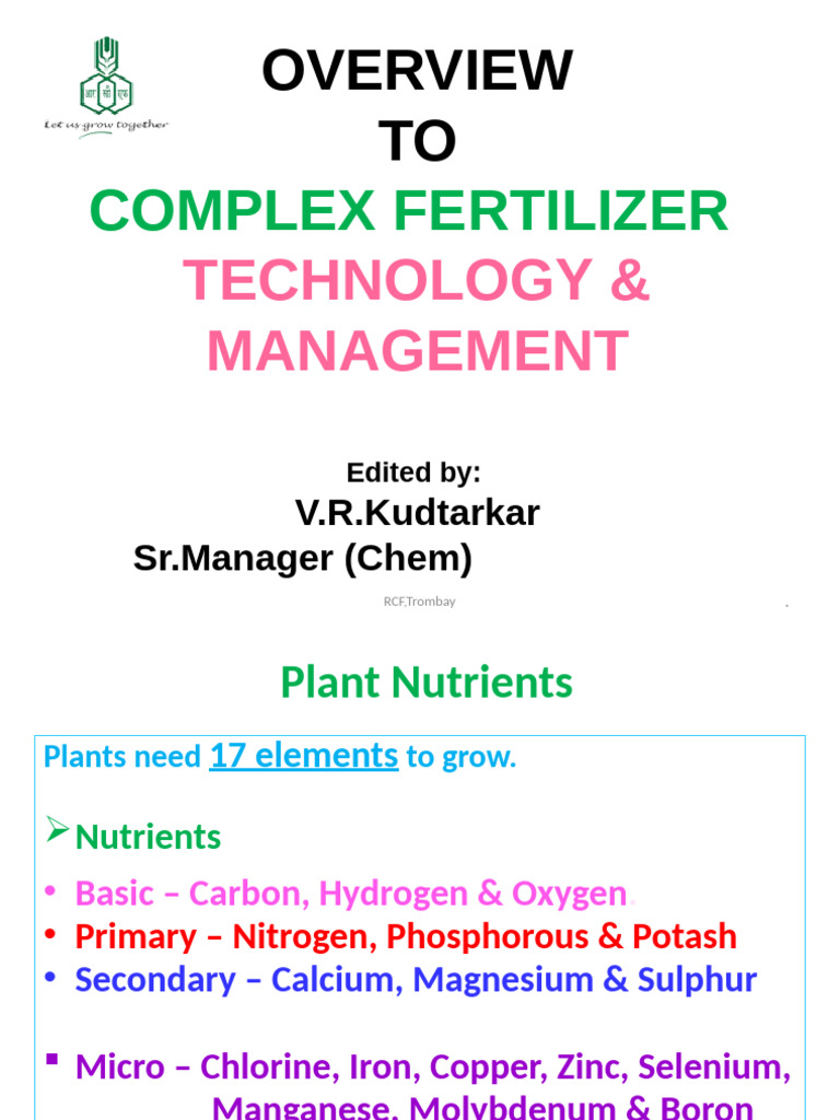Overview of Complex Fertilizer Technology (Employees) | PDF
